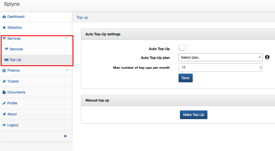 Data Top-Ups and Related Information | Splynx