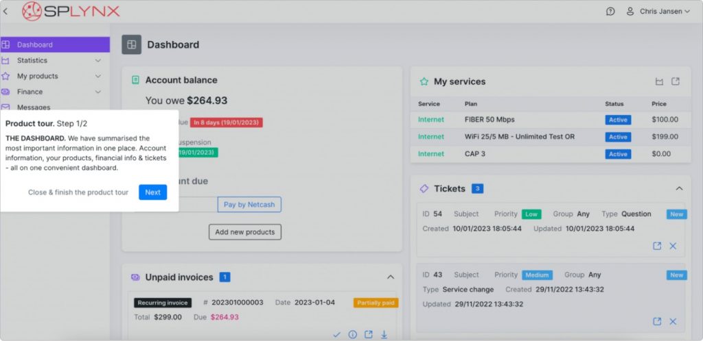 Splynx Customer Portal Overview