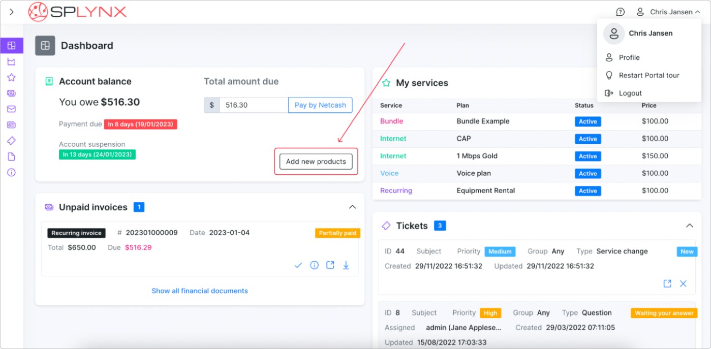 Splynx Customer Portal Overview